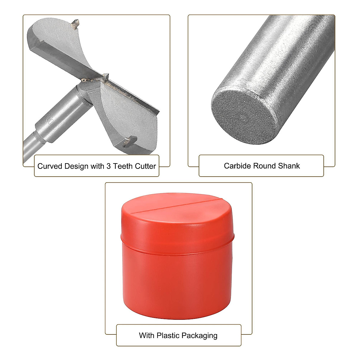 uxcell Forstner Wood Boring Drill Bit 100mm Dia. Hole Saw Carbide Alloy Steel Tip Round Shank Cutting Tool for Plywood Wood