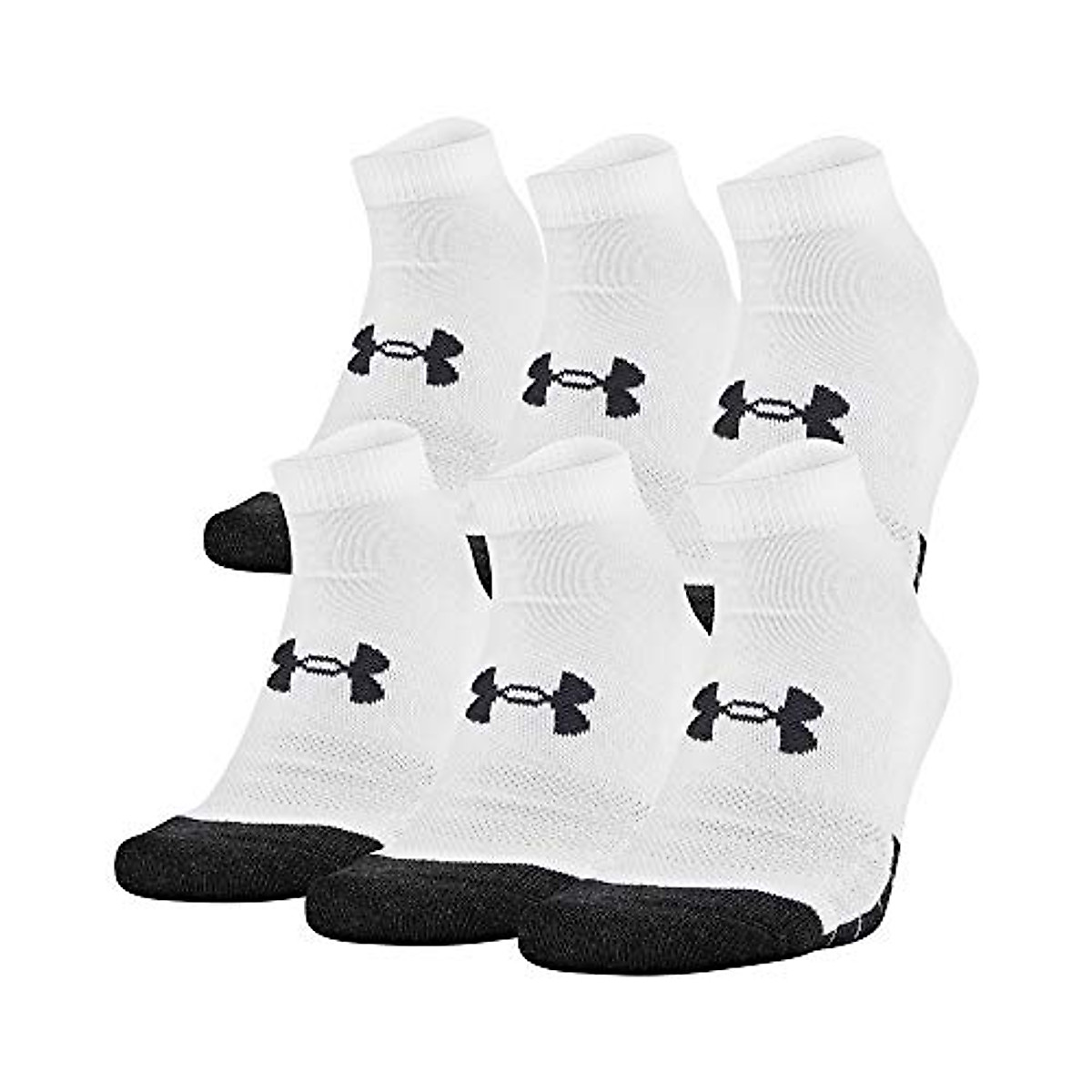 Under Armour Adult Performance Tech Low Cut Socks (3 and 6 Pack) , White (6-Pairs) , Large