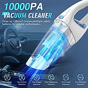 Handheld Vacuum Cordless, Powerful Suction Car Hand Held Vacuum Cleaner with Large-Capacity Battery, Hand Vacuum Cordless Rechargeable for Pet Hair Keyboard Dust Office and Home Cleaning-Blue