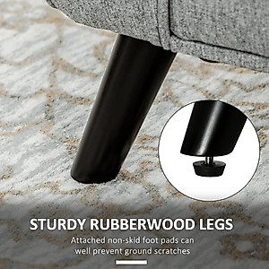 HOMCOM Upholstered Storage Ottoman, Armed Storage Bench with Rubber Wood Legs for Living Room, Light Gray