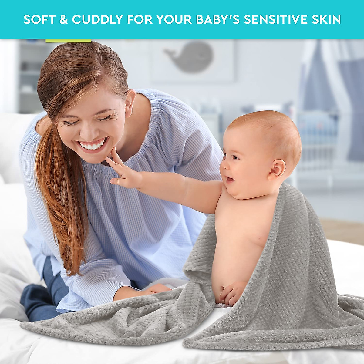 Baby Blanket for Girls and Boys - 40”x50” Grey - Toddler Blankets - Kids Throw - Newborn Blankets - Soft Lightweight Fleece for Bed, Crib, Stroller