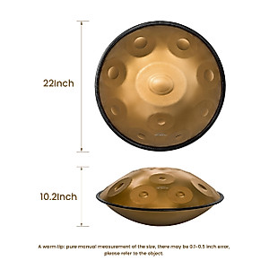 ASTEMAN Handpan in D Minor,432hz, 22 inches with 10 notes, comes with a backpack, courses, finger sleeves, stand, cleaning cloth, and two mallets.