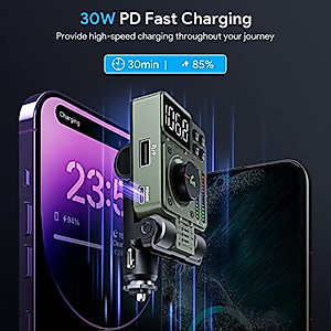 LENCENT FM Bluetooth 5.3 Transmitter for Car, Adjustable Treble and Bass Sound Music Player, Bluetooth Car Adapter for Hands Free Calls, Supports PD30W Fast Charging, U Disk, Siri Google Assistant