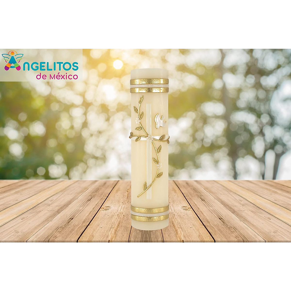 Cross with Flowers Mass Baptism Confirmation Wedding Candle Christening Godparents Vela Bautizo Cirio Matrimonio Confirmación