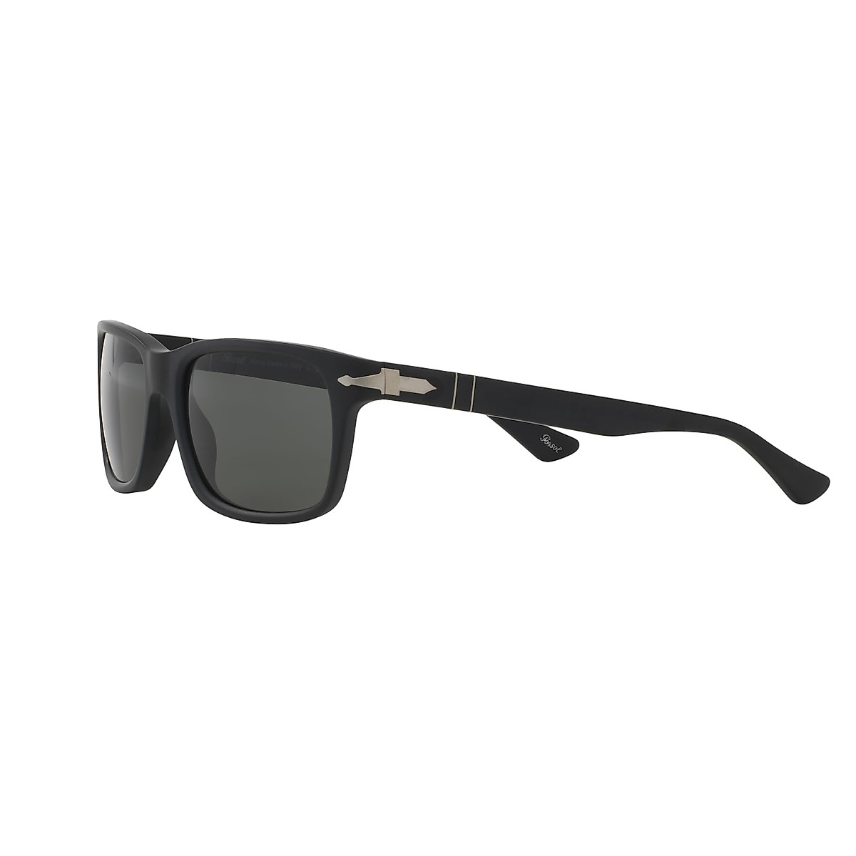 Persol PO3048S Rectangular Sunglasses, Black/Green Polarized, 58 mm