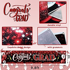Graduation Party Banner Decoration-2023 Congrats Grad Supplies Yard Sign Banner,Class of 2023 Backdrop for Grad Party Decoration (RED)