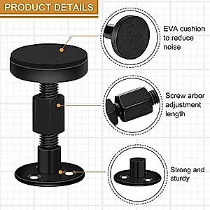 QUACOWW 4PCS Black Adjustable Bed Frame Anti-Shake Tool,Adjustable Threaded Headboard Stoppers/Bumper Against Wall,Bed Shake Support Stabilizer Device for Anti-Knocking