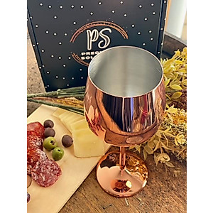 Precision Solutions Rose Gold Fancy Stainless Steel Wine Glasses with Gift Box (Set of 2) 18oz – Our Stunning & Elegant Metal Wine Glass is Unbreakable - Great for Picnics & Outdoors Events