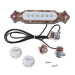 TraderPlus 1 sets Pre-wired 6-string Cigar Box Guitar Pickup with Volume & Tone for Electric Guitar (Brown)