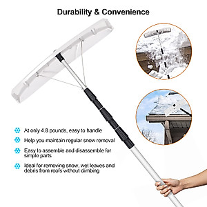 IRONMAX Telescoping Snow Roof Rake, 21FT Lightweight Aluminum Snow Removal Tool with 25 Inch Blade and Extendable Pole, Roof Rakes for Snow, Leaves and Debris Removal
