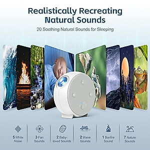 Brown/Pink/White Noise Sound Machine for Sleep- Breathing Nightlight, Auto-Off Timer & Portable Sleep Sound Machine with Travel-Friendly Design for Baby, Kids, Adults