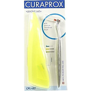 Curaprox CPS 457 Pocket Set Interdental Brushes, Pocket Set with Storage Box, Holder and All 5 CPS Prime Interdental Brushes