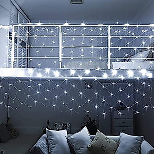 gresonic Net Mesh Lights,320 LEDs 8.2ft x 5.9ft String Lights for Christmas Trees,Bushes,Holiday,Party,Outdoor Wall,Garden Decorations(Cool White)