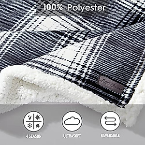Eddie Bauer - Throw Blanket, Reversible Sherpa Fleece Bedding, Home Decor for All Seasons (Vail Plaid, Throw)