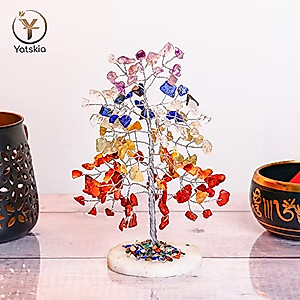 Chakra Tree of Life - Wrapped On Natural Geode Agate Slice Base, w/Tree of Life Necklace - Chakra Decor, Crystals and Healing Stones, Feng Shui Tree, Seven Chakra Tree, 7 Chakra Tree, Bonsai Tree