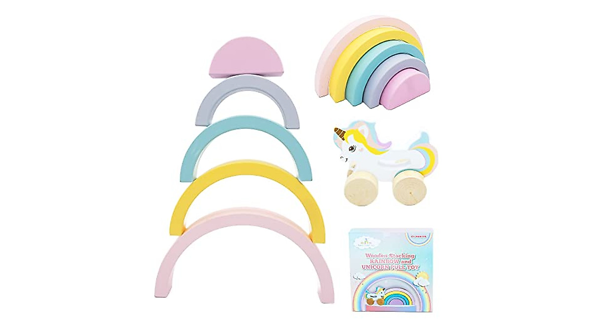Wooden Rainbow Stacking Toy for Imaginative Play