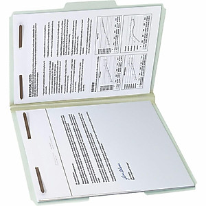 Smead 100% Recycled Pressboard Fastener File Folder, 2 Fasteners, 1/3-Cut Tab, 1" Expansion, Letter Size, Gray/Green, 25 per Box (15003)
