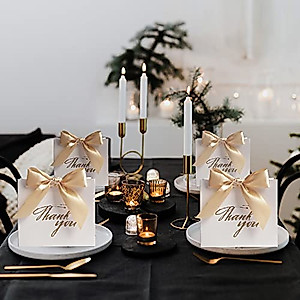 DECHISY 24Pack Small Thank You Gift Bag Party Favor Bags Treat Boxes with Gold Bow Ribbon, White Paper Gift Bags Bulk for Wedding Baby Shower Business Party Supplies