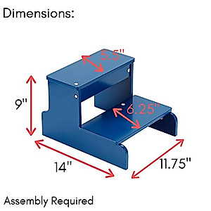 BirdRock Home Wooden Step Stool for Kids - Navy Blue – Decorative - Strong Sturdy Wood 2 Steps - Toddler Kids Step Helper for Kitchen Sink – Bathroom Toilet Stepping – Lightweight Construction