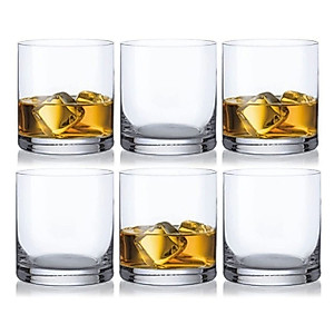 Elegant and Modern Decorative Blues Design Whiskey Dof Glassware Set for Parties, Events, Wedding, Birthday Programs, and Home Bar - 13 3/8oz Glasses, Set of 6, Assorted Color