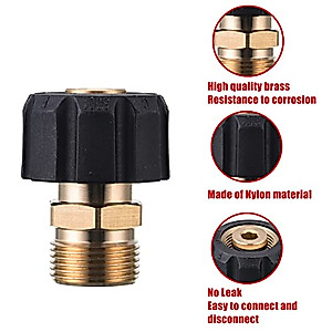 PWACCS Pressure Washer Adapter, M22 15mm Female to M22 14mm Male Fitting, Power Washer Hose and Gun Coupler, 5000 PSI