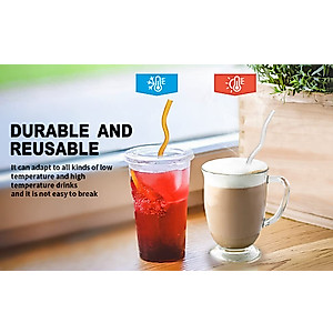 Nipogear 8*200mm wavy high borosilicate transparent colored high borosilicate glass straws for beverages, coffee, milk and tea straws. Seven-piece suit.