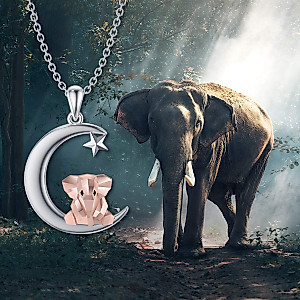 ONEFINITY Elephant Necklace Sterling Silver Origami Moon Elephant Pendant Birthday Gifts for Women Girlfriend Wife