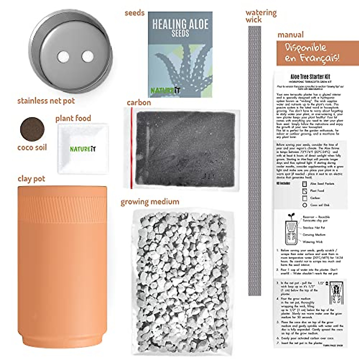 Aloe Vera Grow kit - Comes with Terracotta Planter. Grow an Aloe Vera Succulent Plant from Seed. Perfect for Garden Enthusiasts, Indoor & Outdoor Growing, a Must-Have for Any Plant Lover