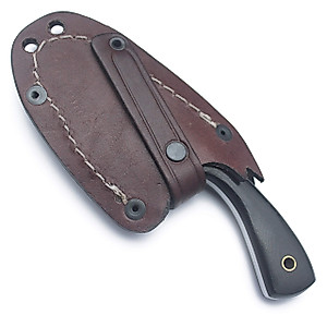 GCS Handmade Skinning and Tactical Knife with Full Tang Black Micarta Handle, Leather Sheath, Right Hand Cross Draw & Right Hand Vertical Carry- GCS 270