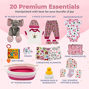 Bundle of Joy Deluxe New Baby Gift Basket | Newborn Baby Girl Gift Set with Baby Essentials | Baby Gift Basket for Expecting Moms | Baby Layette Set | Pink Baby Gift Set | Nikki's Gift Baskets