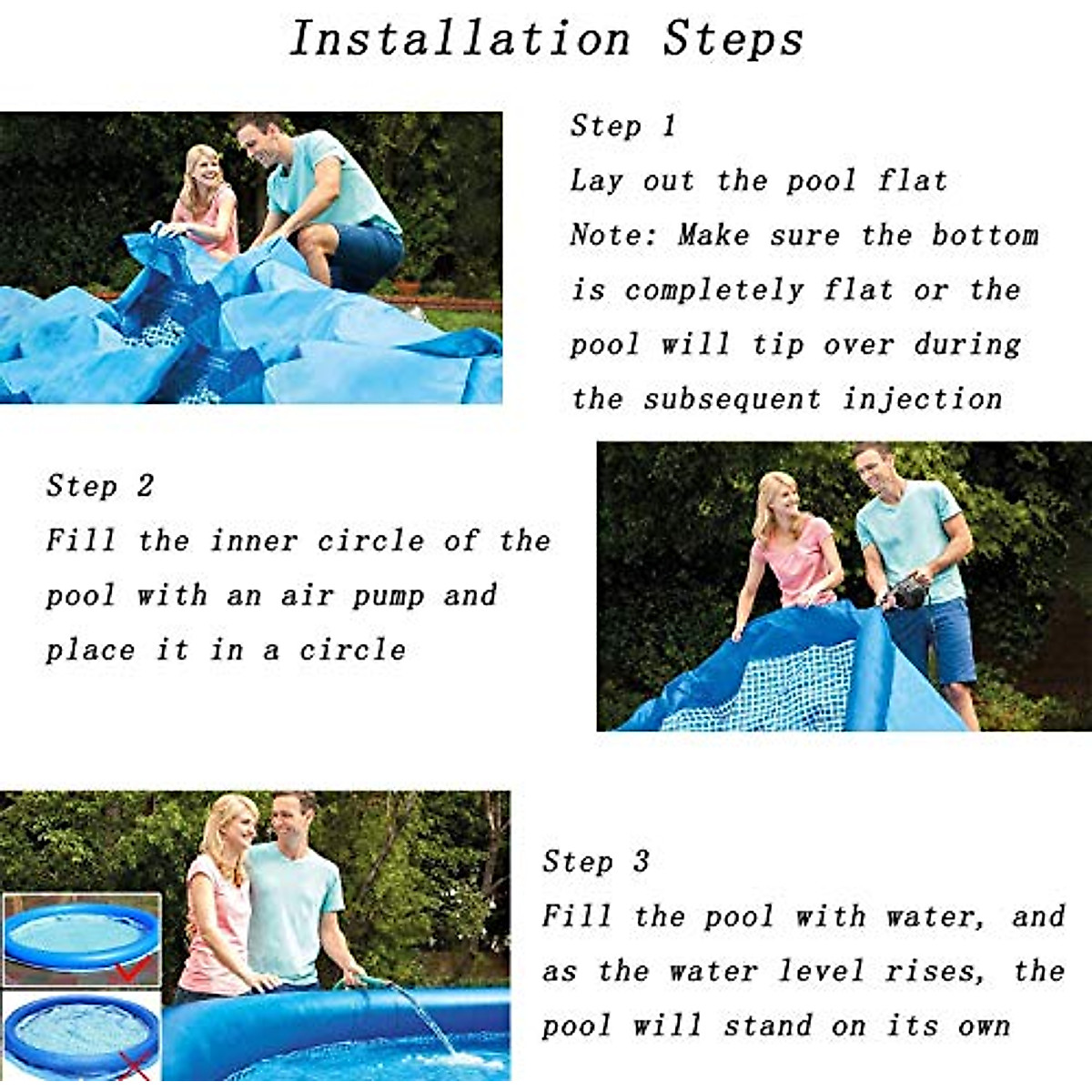 Family Inflatable Swimming Pool,Inflatable Kiddie Pools,Inflatable Top Ring Swimming Pools, Adults Pools Inflatable Outdoor Garden Waters Sports Game Easy Set Durable (8ft x 25in, Blue)
