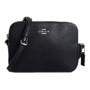 Coach Pebble Leather Mini Camera Crossbody Shoulder Bag, Black