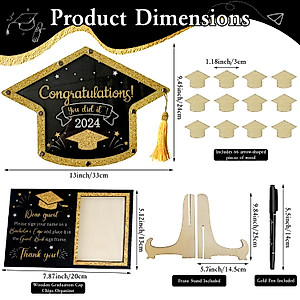 Huaerle Graduation Guest Book, Congrats Graduation Guest Book with 66 Wooden Grad Cap, 2024 Graduation Party Sign in Reception Alternative, Class of 2024 Picture Frame Congrats Graduation Party Decor
