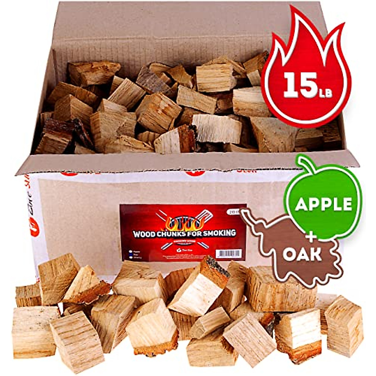 Zorestar Oak Smoker Wood Chunks, BBQ Cooking Natural Wood Chunks for All Smokers, 15-20 lbs