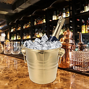 Metal Ice Bucket, Stainless-Steel Beverage Tub with Handles, Hammered Stainless Steel Champagne Service Bucket, Beverage Cooler for Parties Wedding