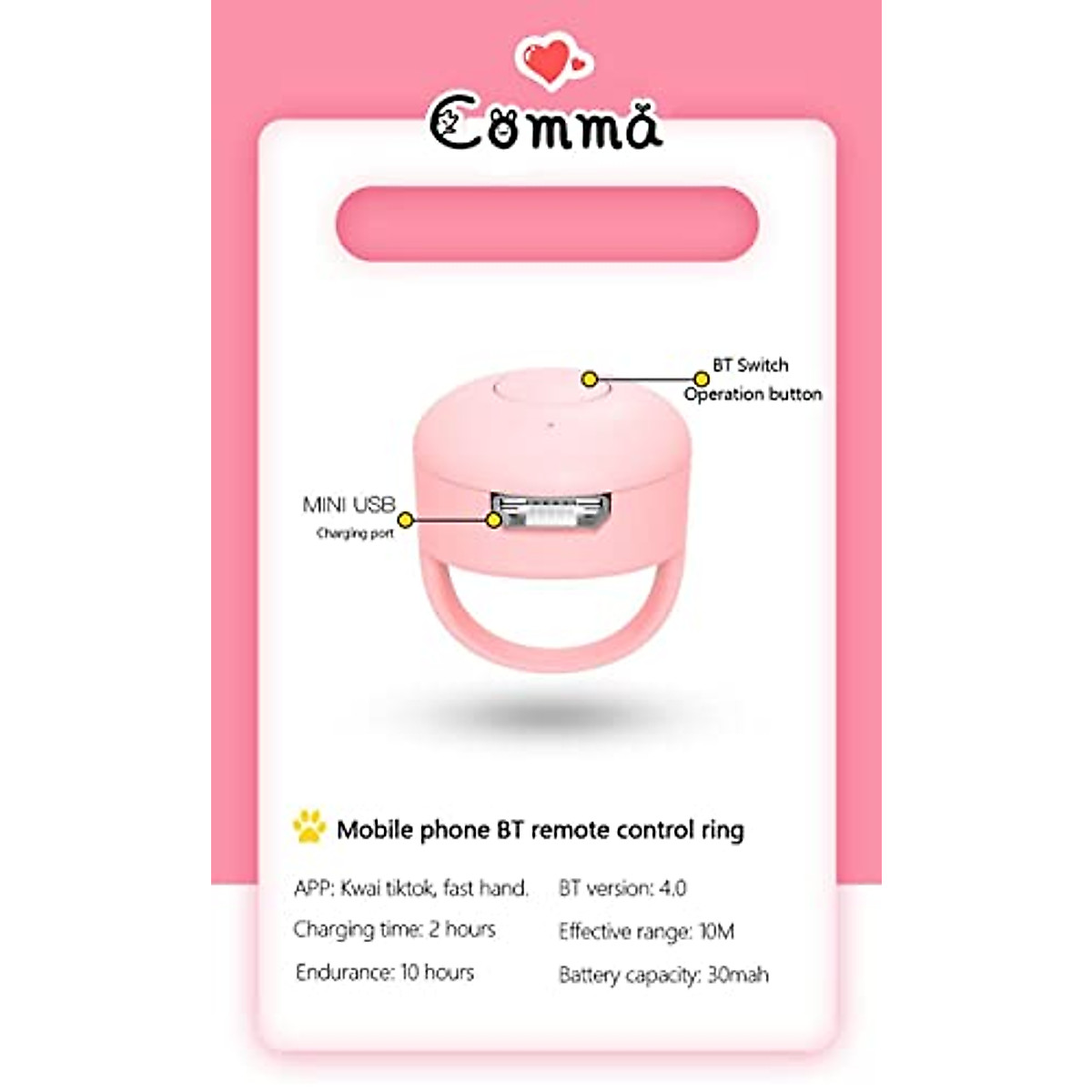 Social Media Swiper Bluetooth Device Lazy Scrolling for Tiktok, Instagram, Snapchat and Facebook (Pink)