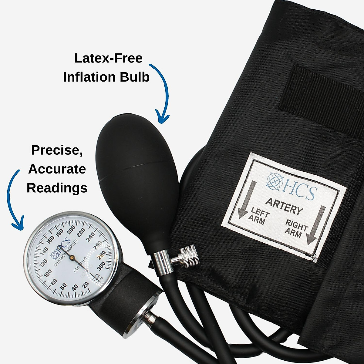 HCS Extra Large Blood Pressure Cuff Manual - Aneroid Sphygmomanometer, X Large Adult - Medical, Home, Elderly Care - BP Cuff Manual - XL Blood Pressure Cuff Arm Monitor w/Carrying Case