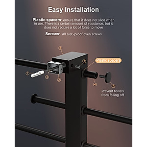 5-Tier Bridge Sliding Bathroom Towel Bar 16 Inch, ZUEXT Oil Rubbed Black Stainless Steel Towel Holder Hanger, Wall Mounted Adjustable Hand Towel Rod for Washroom Kitchen, 1.5" Tube Towel Rail Racks