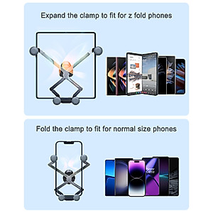 xuenair Fold 4 Car Mount, [2 Forms] Gravity Z Fold 5 4 Car Mount,[Thick Case Friendly] Cell Phone Holder Z Fold 4 Car Mount for Samsung Galaxy Z Fold 5 4 3 2 s23 22 Ultra iPhone 15 14 13 12