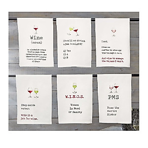 Mud Pie Wine Hand Dish Towel, White 10 inches