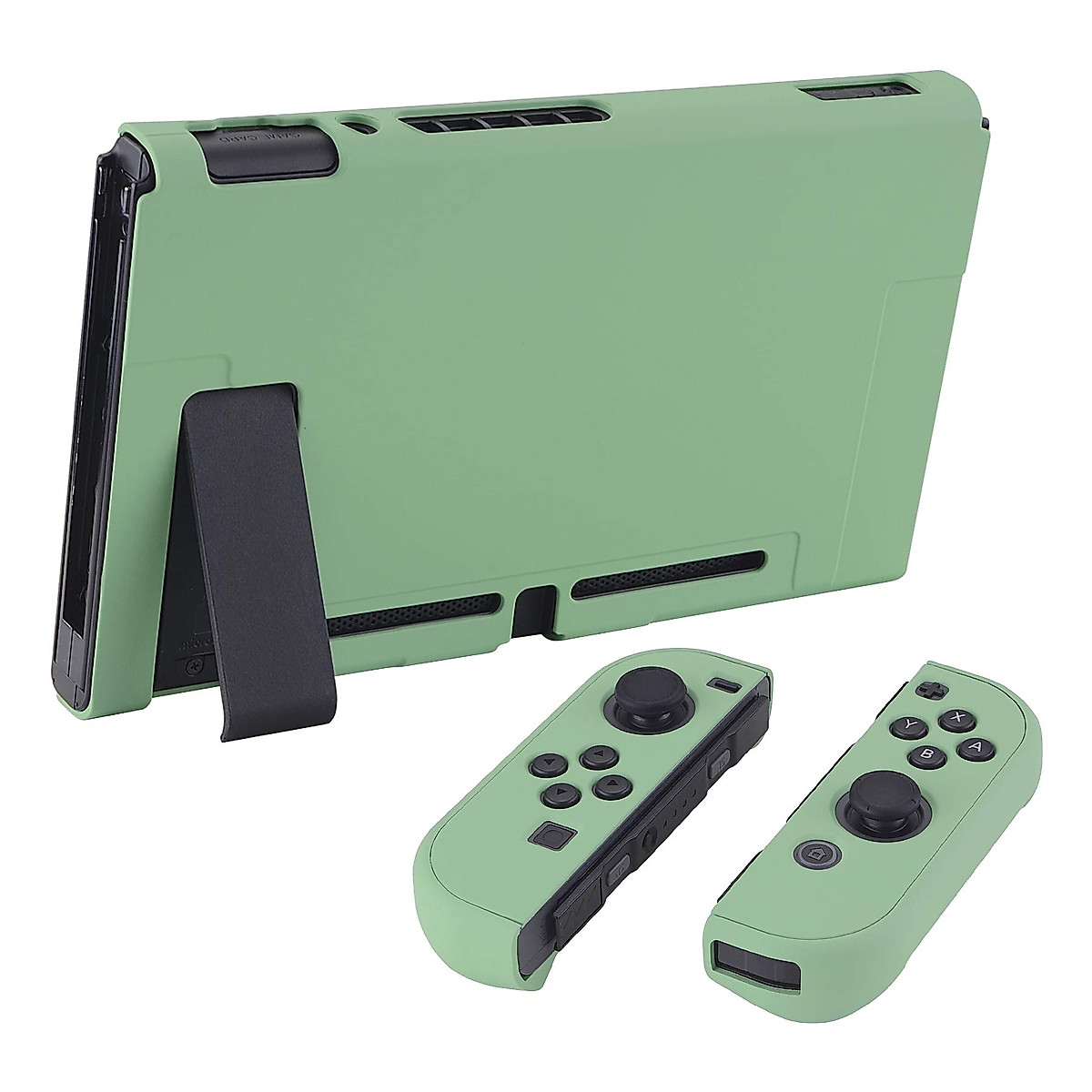 eXtremeRate PlayVital Back Cover for Nintendo Switch Console, NS Joycon Handheld Controller Separable Protector Hard Shell, Customized Dockable Protective Case for Nintendo Switch - Matcha Green