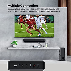 Heymell 2.1CH 160W Soundbar for TV with Subwoofer,Powerful and Clear Bass, Clear Voice, No Background Noise,DSP 3D Surround Sound Bar,TV Soundbar HDMI ARC Optical,HDMI Cable (Included)