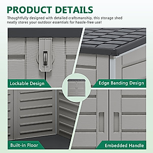 COCLUB 4.6 ft x 4.1 ft Resin Outdoor Storage Shed, 49.5 Cu Ft Extra Large Horizontal Tool Sheds, Multi-Purpose Storage Cabinet for Trash Cans, Garden Tools, Lawn Mower, Double Lockable Doors