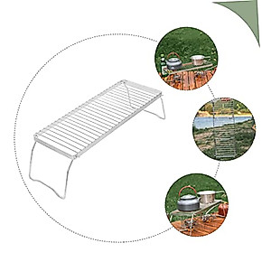 Abaodam Burner Support Portable Bbq Grill Gas Grill Outdoor Gas Bbq Grill Warming Grate Campfire Grill Charcoal Grill Grate Sturdy Furnace End Holder Camping Pot Bracket Camping Accessory