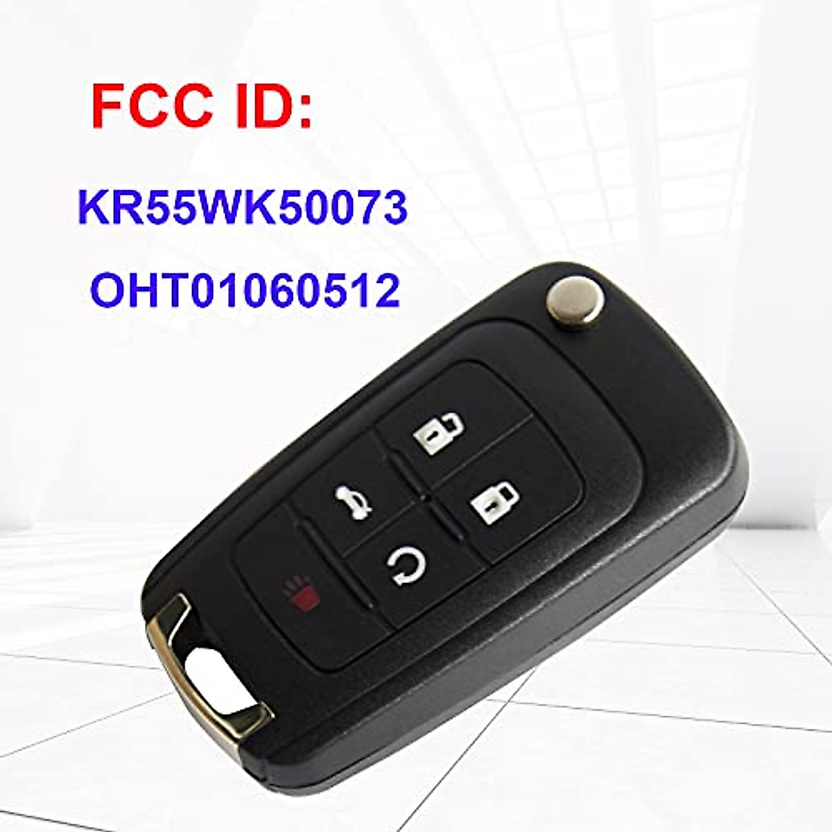 5 Buttons Flip Key Fob fits 2010-2017 Buick Allure Encore Lacrosse Regal Verano Chevy Camaro Cruze Equinox Impala Malibu Sonic GMC Terrain Keyless Entry Remote OHT01060512
