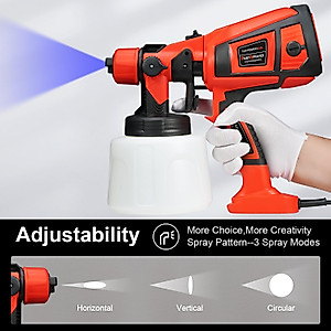 Mueczeo Paint Sprayer 700W HVLP High Power Electric Paint Gun with 1400ml High Capacity Container 3 Copper Nozzles and 3 Patterns, Paint Sprayer for House Painting, for Furniture, Fences, Walls, Doors