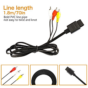 N64 Power Supply and Cable, AC Power Supply Adapter and AV Composite Video Cable Cord Compatible with Nintendo 64