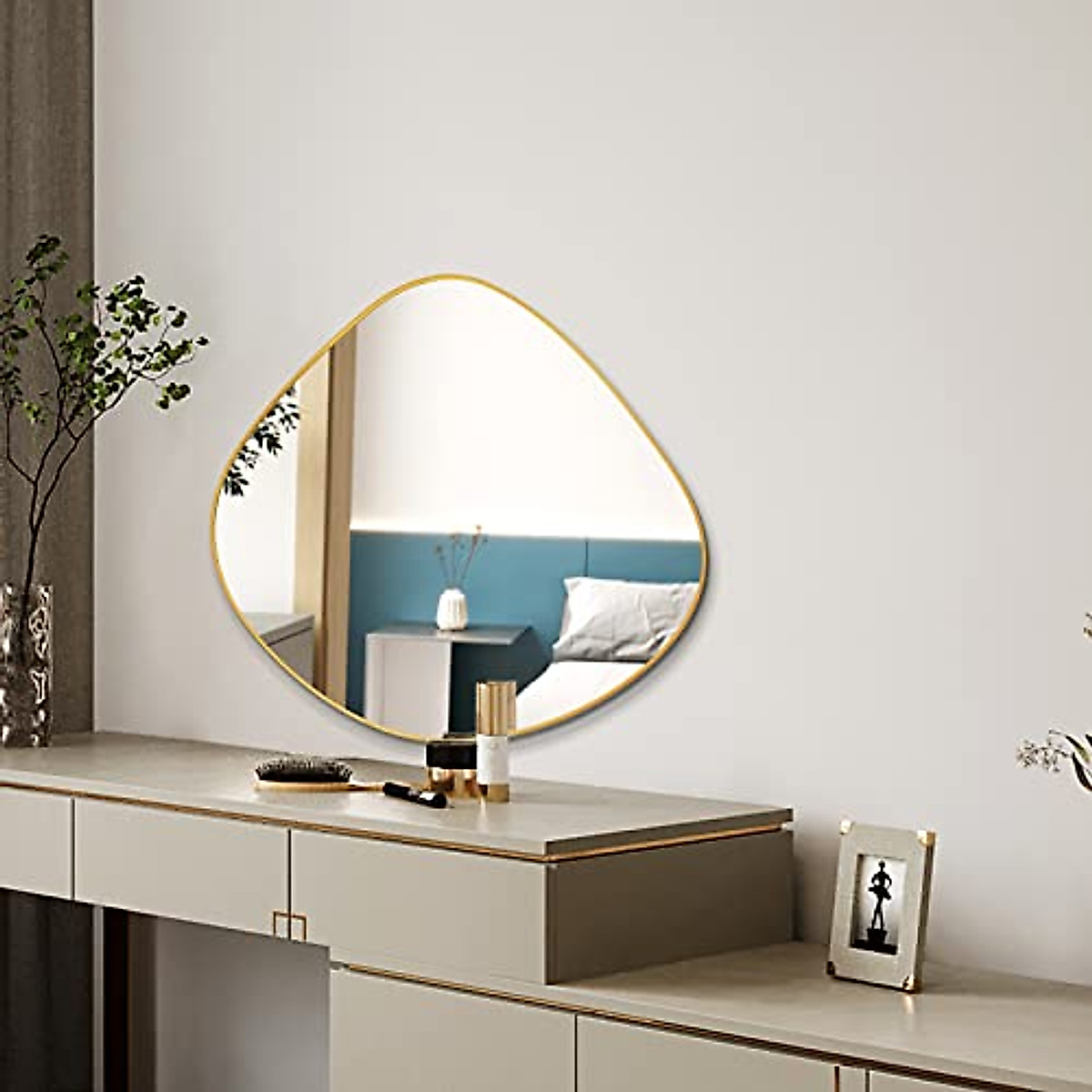 UNZIPE 8 Cube 32 Pairs Shoe Storage Cabinet Bundle with 23x24 inch Gold Asymmetrical Mirror Wall for Entryway Decor