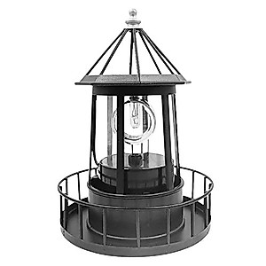 Retro LED Solar Rotating Lighthouse Beacon Lamp , Outdoor Waterproof Garden Solar Hanging Lantern for Patio Fence Garden Decoration- 1pc (1521cm)