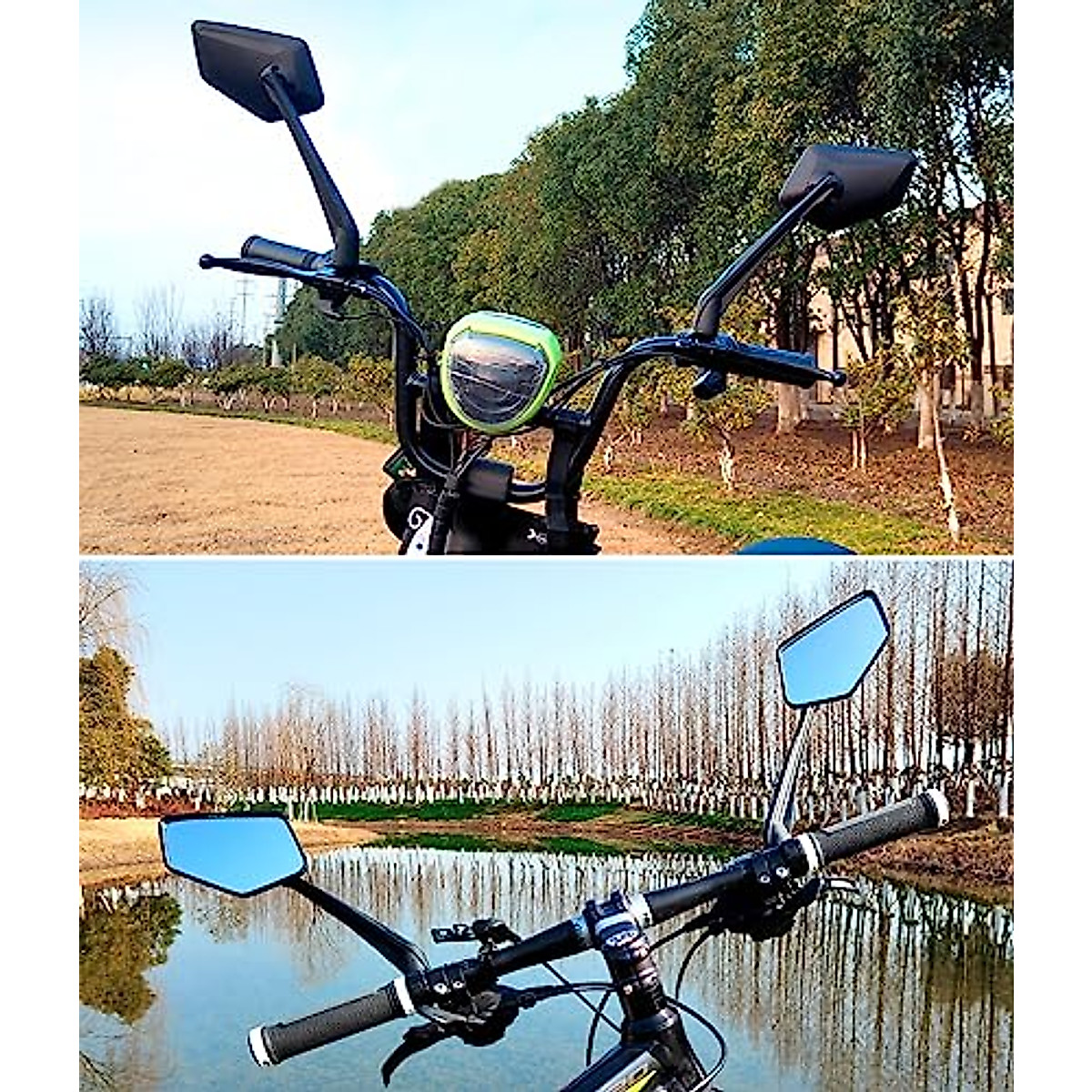 DRCKHROS Handlebar Bike Mirror E-bikes Mirrors Safe Clear Glass Mirrors, Anti-Shake 360° Rotatable High-Definition Shockproof Explosion-Proof Wide-angle Bicycle Rear View Mirror …